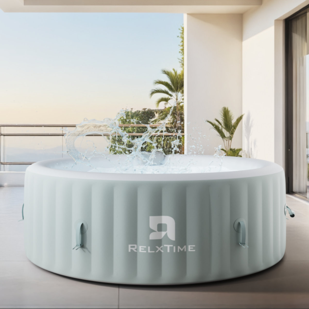 RELXTIME Inflatable Spa Blow Up Hot Tub 2 To 4 Person Round Portable Hottub, Portable Outdoor ...